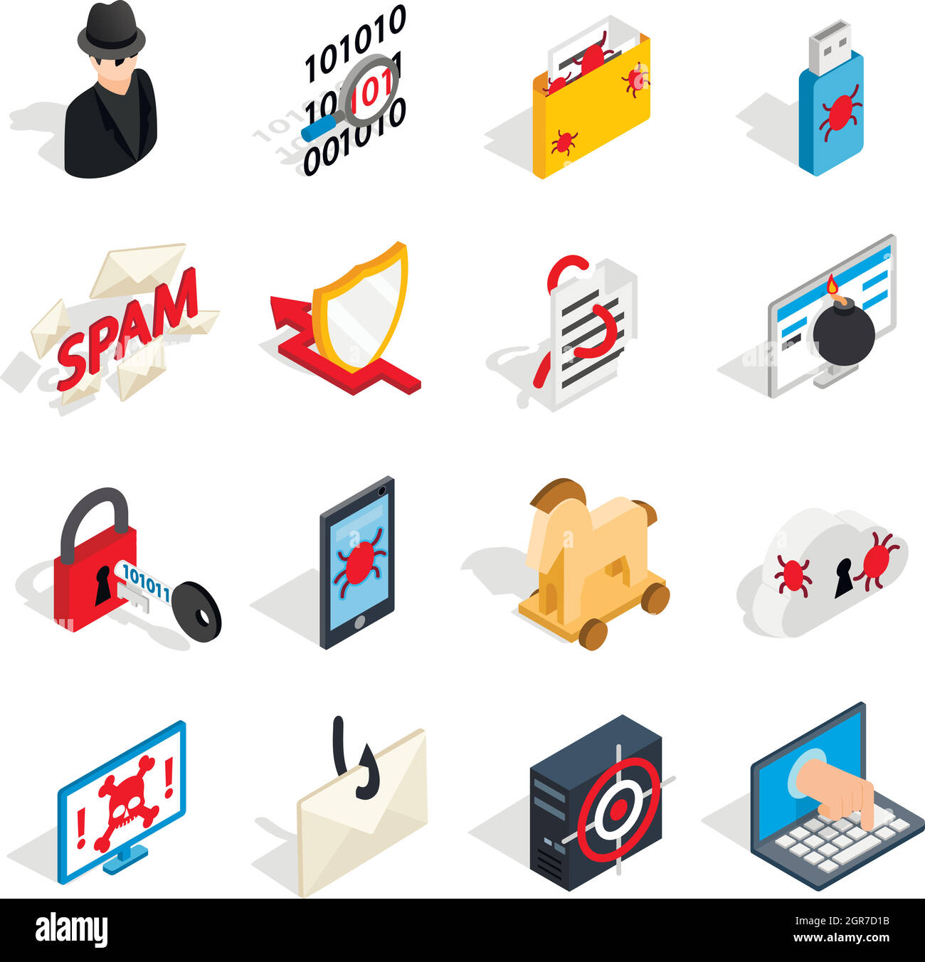 Hacking icons set, isometric 3d style Stock Vector Image & Art - Alamy
