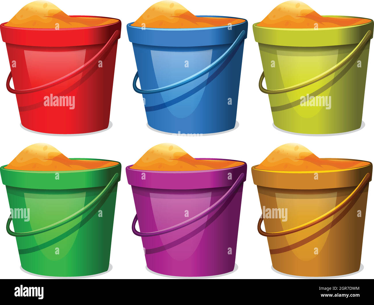 Colourful pails with sands Stock Vector Image & Art - Alamy