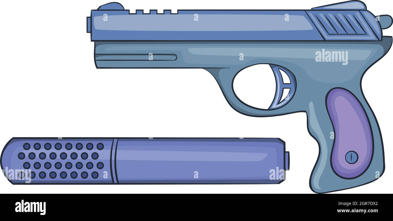 Pistol silencer icon cartoon style Cut Out Stock Images & Pictures - Alamy