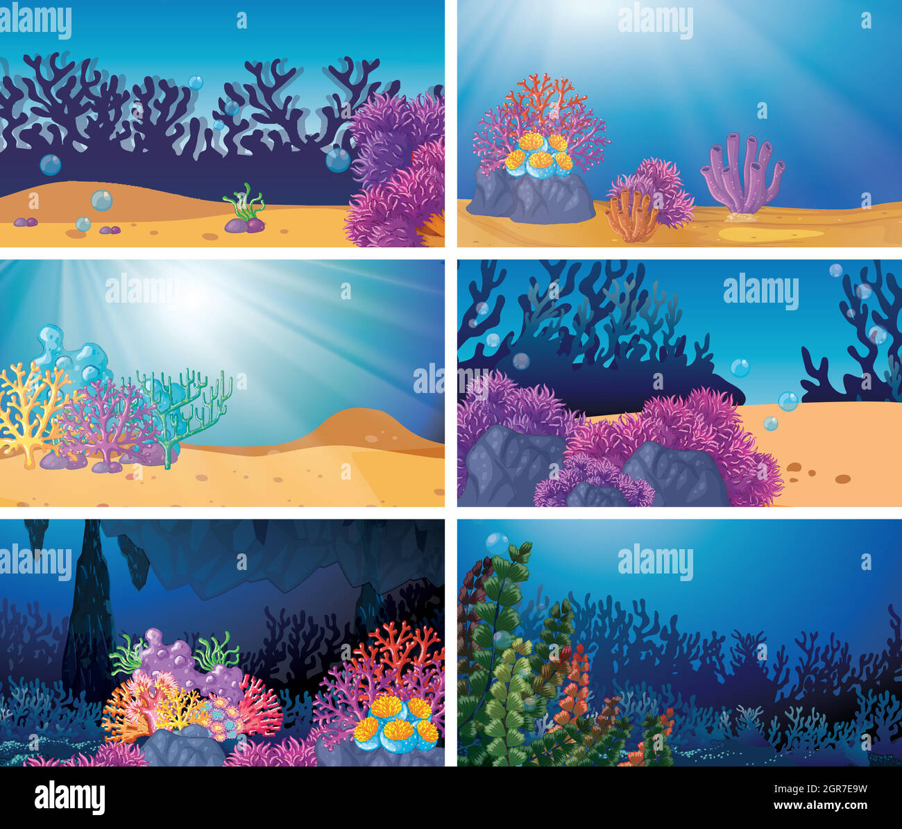 Set of underwater scene Stock Vector Image & Art - Alamy
