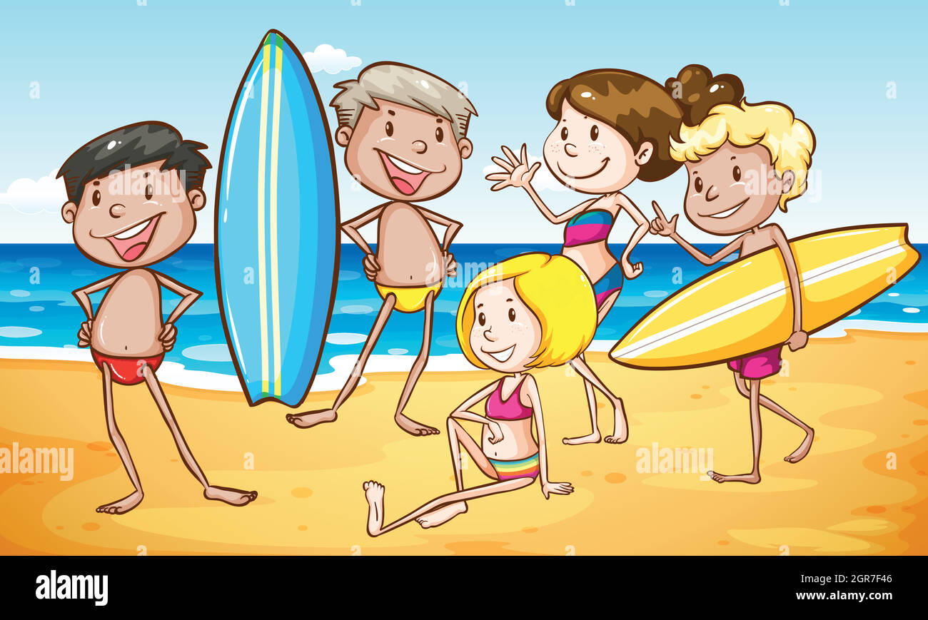 Sand beach sea people Stock Vector Images - Alamy
