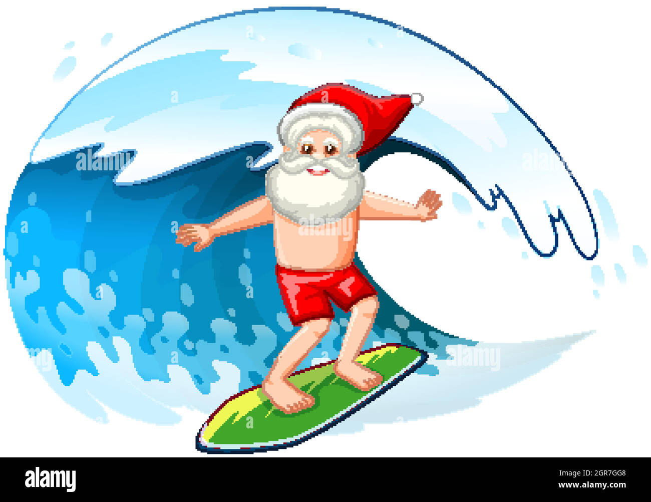 Santa Claus surfing on ocean wave for Summer Christmas Stock Vector ...