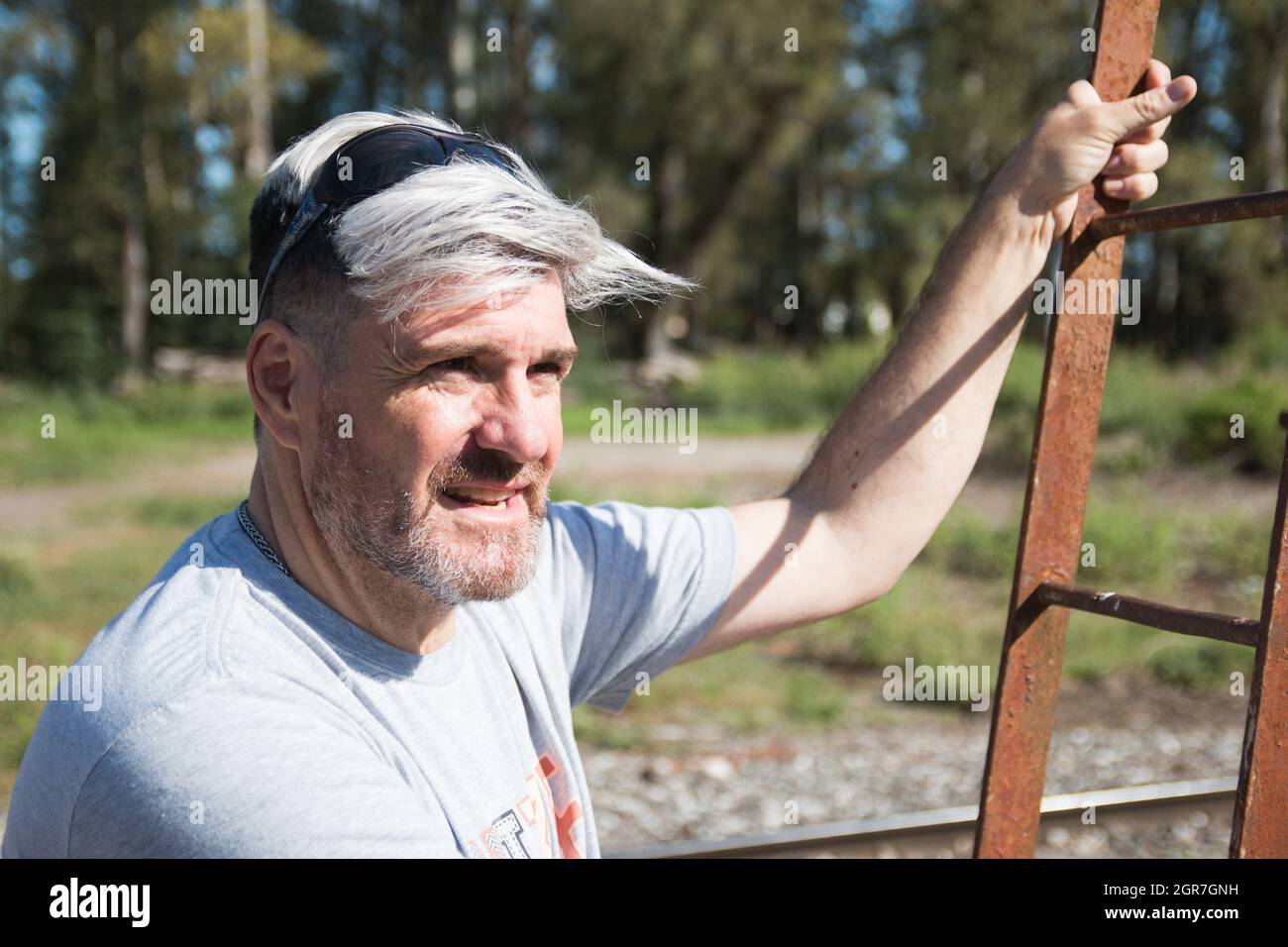 Senior man climbing stairs hi-res stock photography and images - Alamy