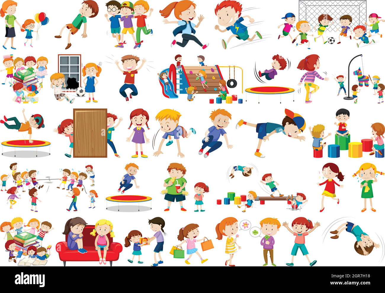 Boys, girls, children in educational fun activty theme Stock Vector ...