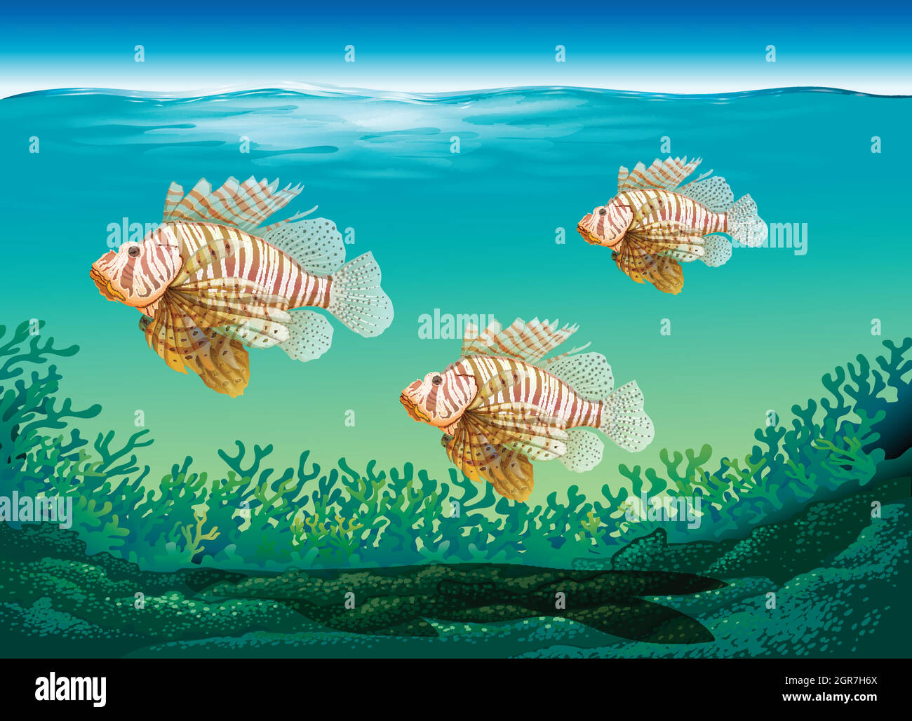 Underwater scene with three fish swimming Stock Vector Image & Art - Alamy