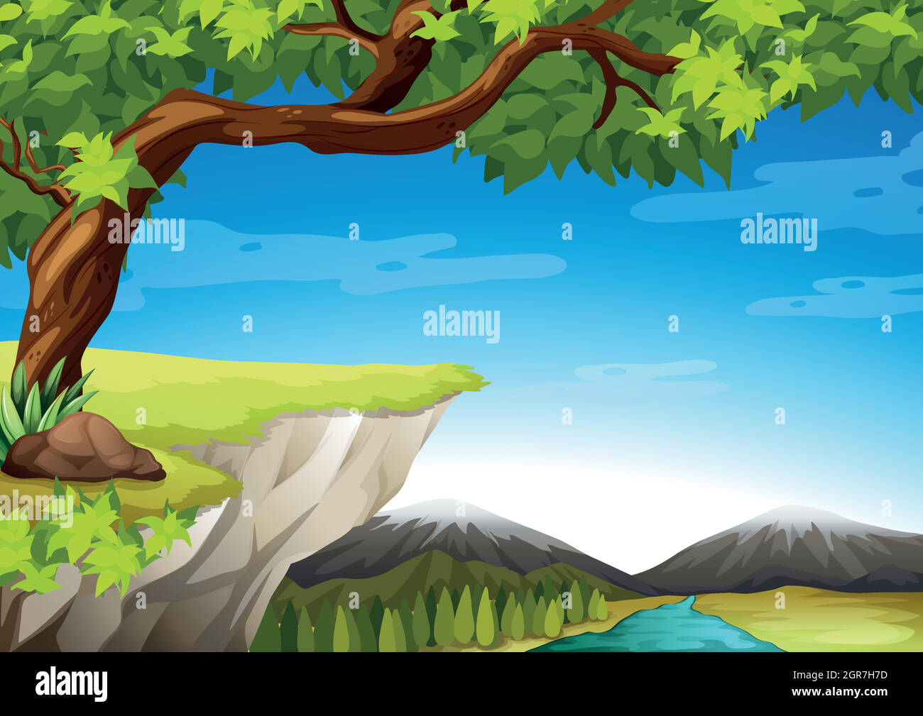 Mountains and trees Stock Vector Image & Art - Alamy