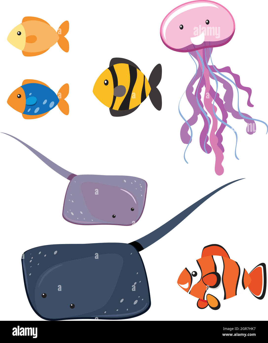 Set of sea and ocean animals and fishes hi-res stock photography and ...