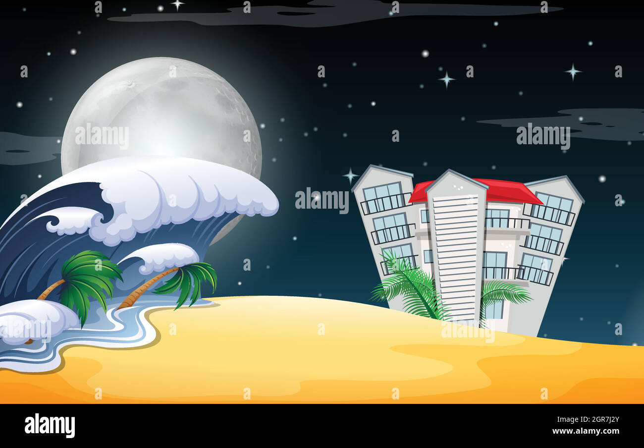 Tropical night scene palm Stock Vector Images - Alamy