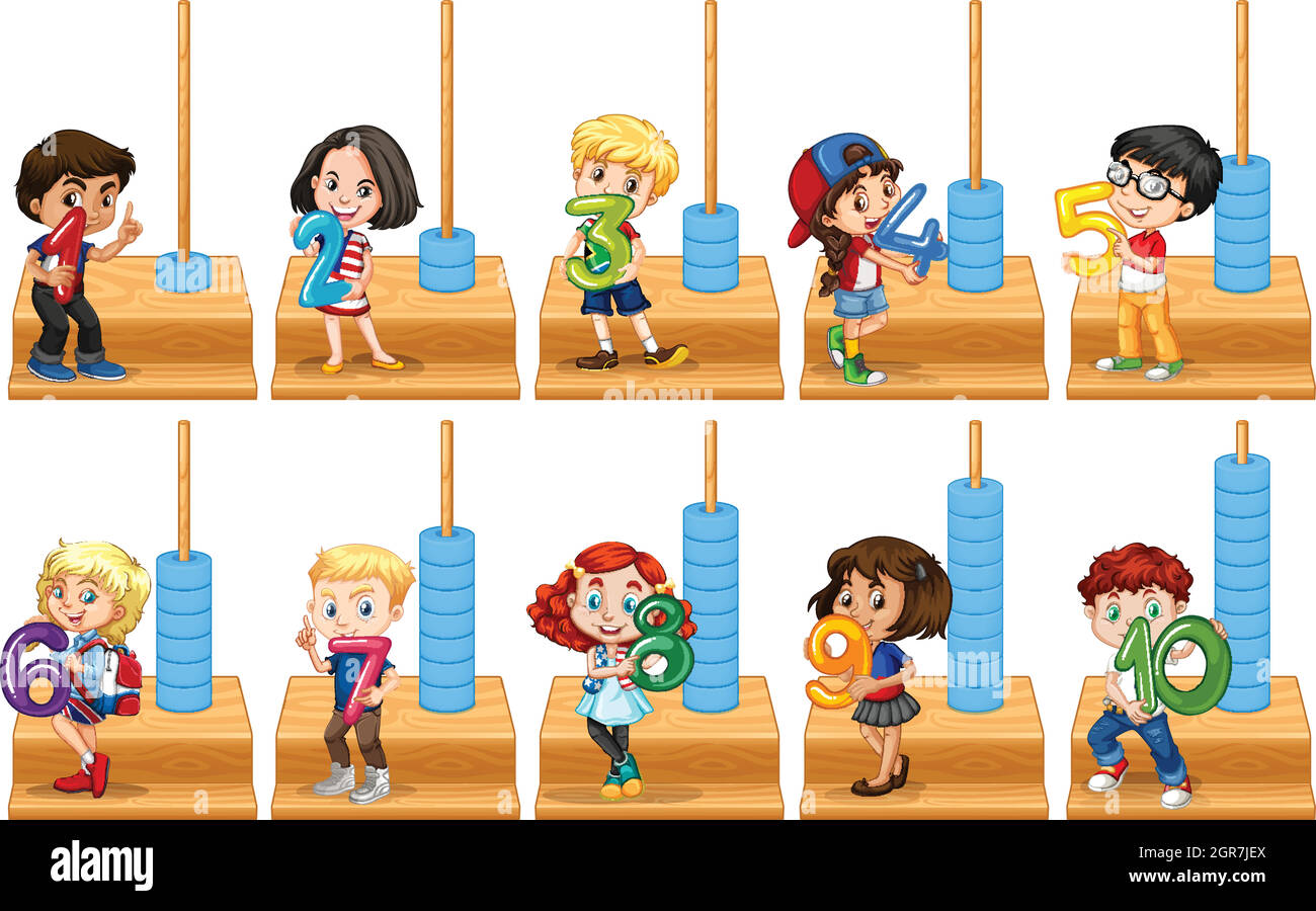 Set of children holding number Stock Vector Image & Art - Alamy