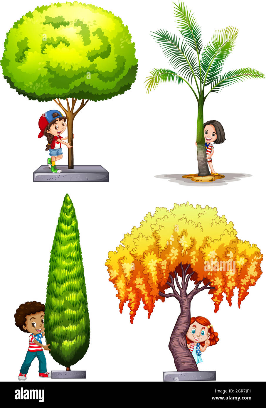 Girl under tree Stock Vector Images - Alamy