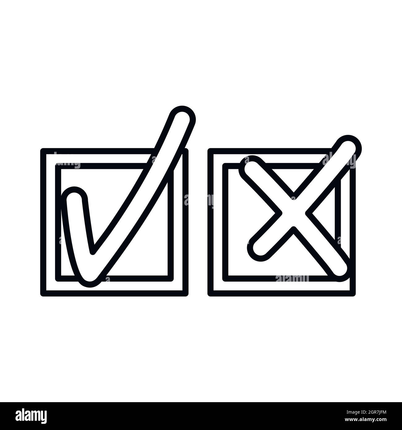 Tick and cross icon, outline style Stock Vector Image & Art - Alamy