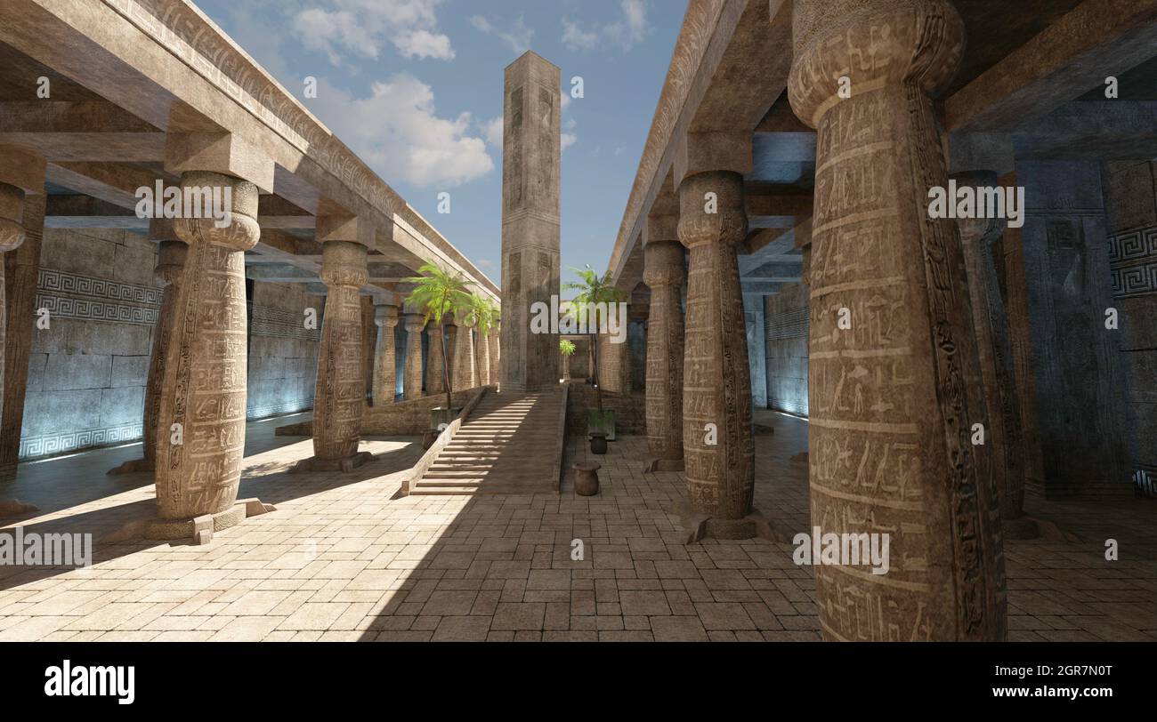 3D Illustration Egyptian Temple Fantasy Old Kingdom Stock Photo - Alamy