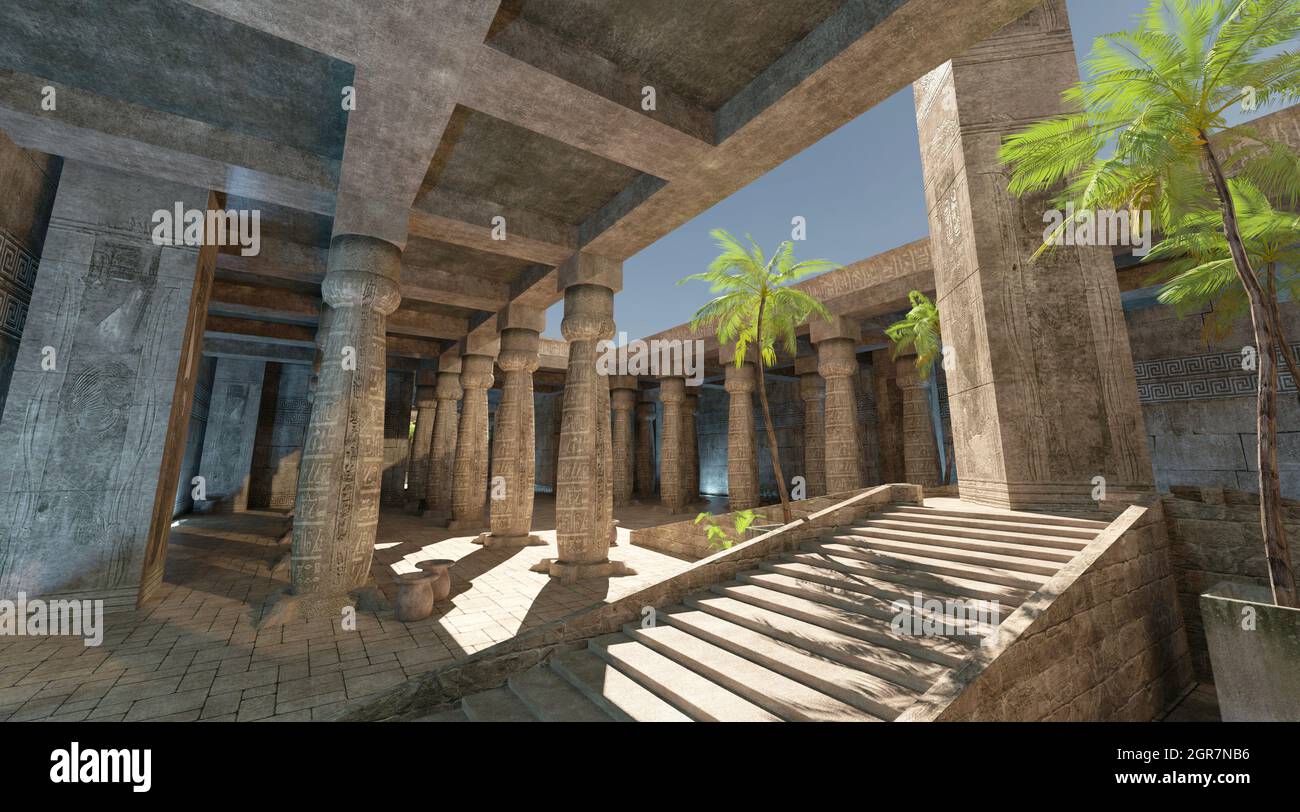 3D Illustration Egyptian Temple Fantasy Old Kingdom Stock Photo - Alamy