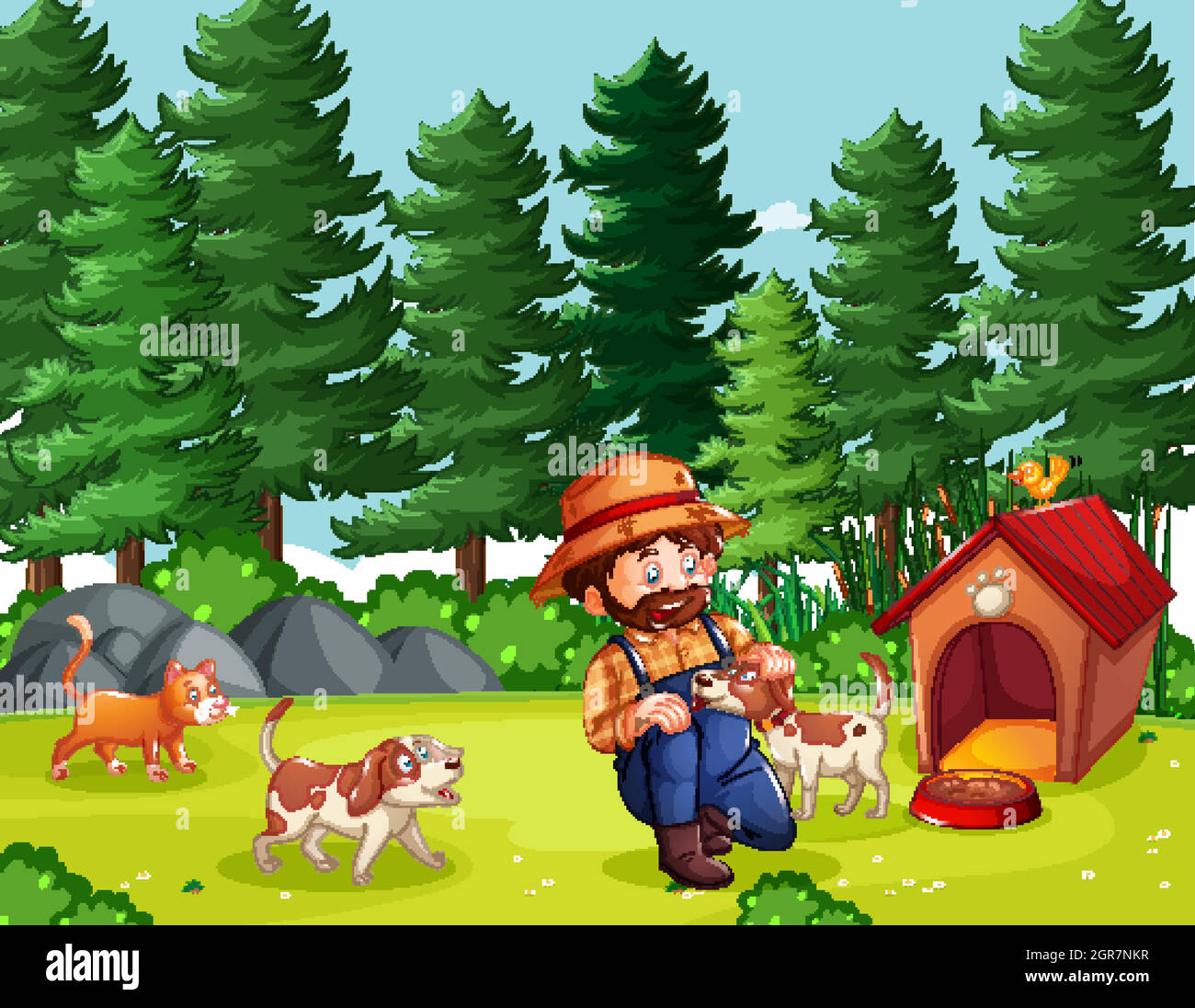 Farmer and his dog drawing Stock Vector Images - Alamy