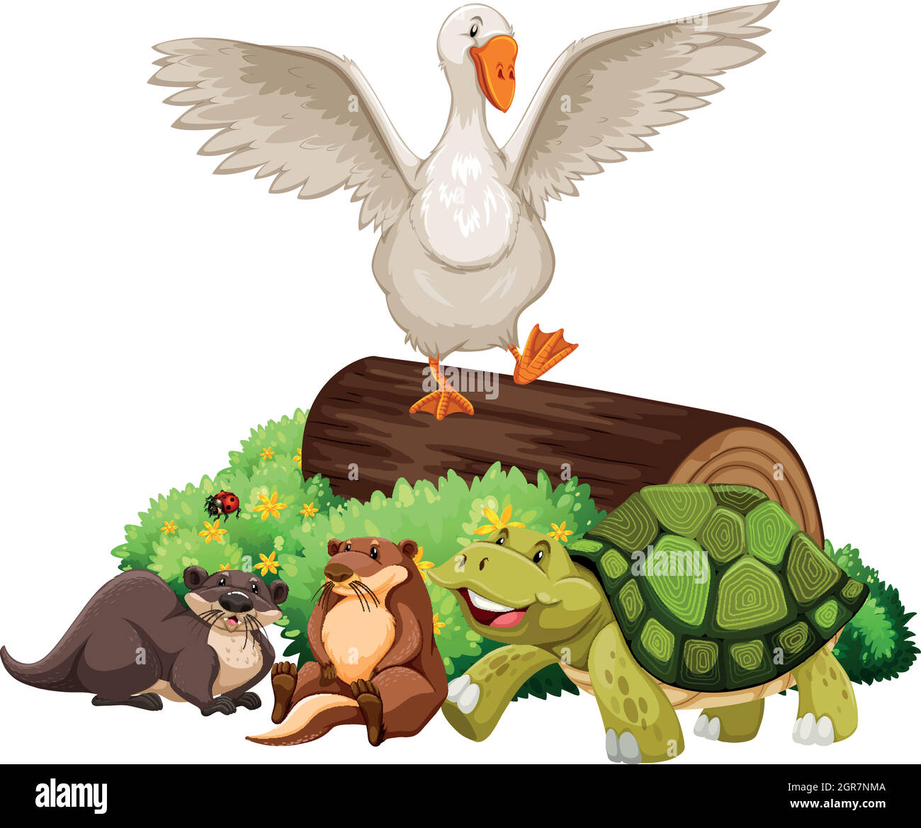 Animals on the wooden log Stock Vector Image & Art - Alamy