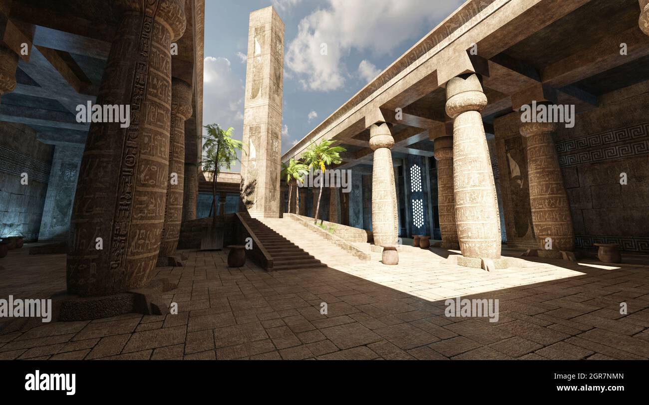 3D Illustration Egyptian Temple Fantasy Old Kingdom Stock Photo - Alamy