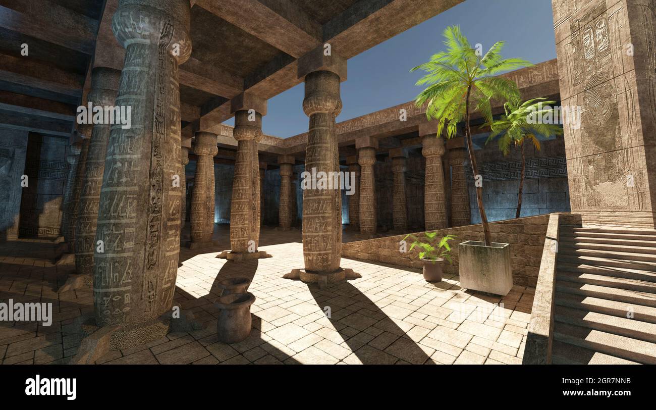 3D Illustration Egyptian Temple Fantasy Old Kingdom Stock Photo - Alamy