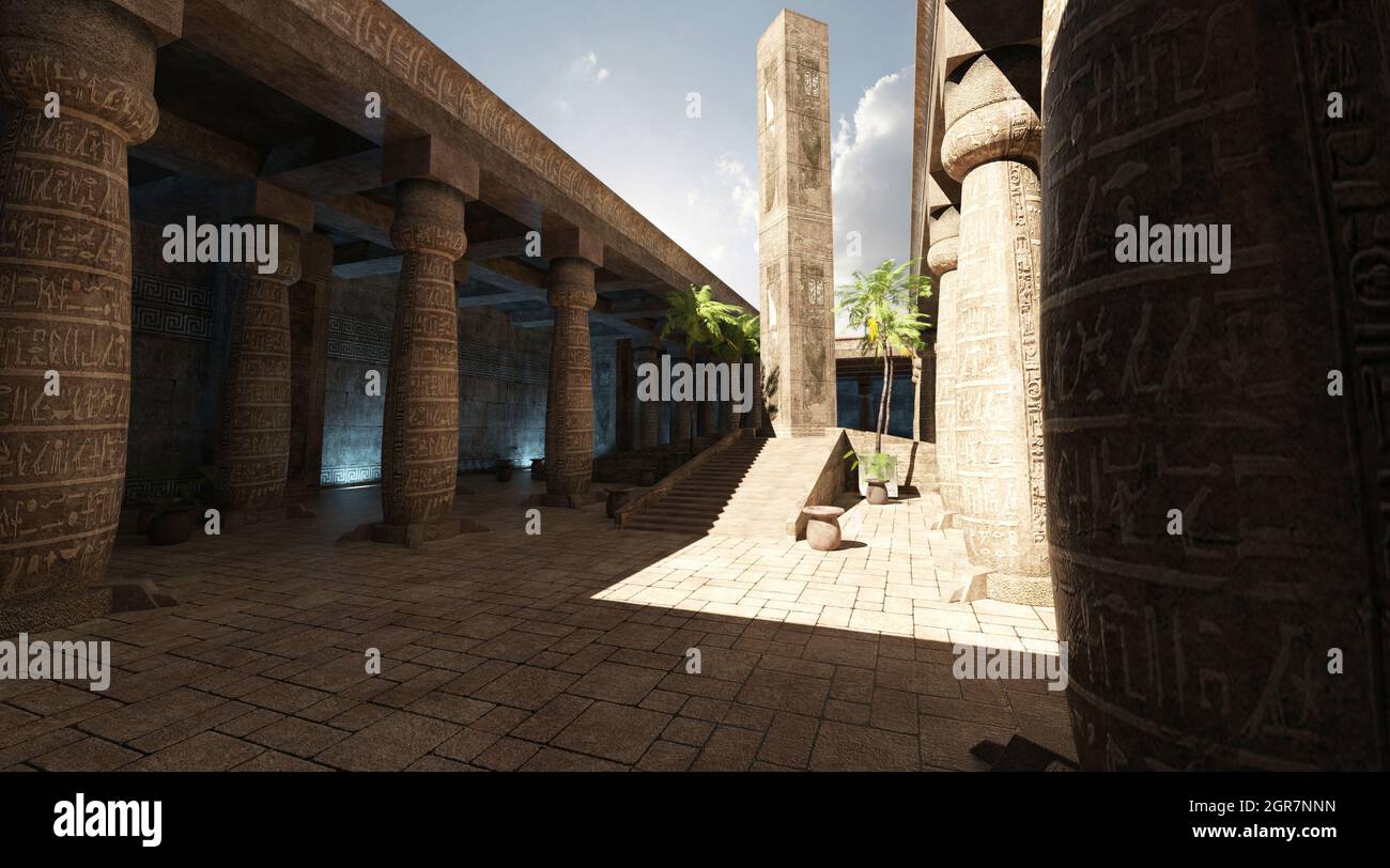 3D Illustration Egyptian Temple Fantasy Old Kingdom Stock Photo - Alamy
