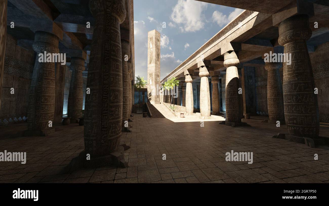 3D Illustration Egyptian Temple Fantasy Old Kingdom Stock Photo - Alamy