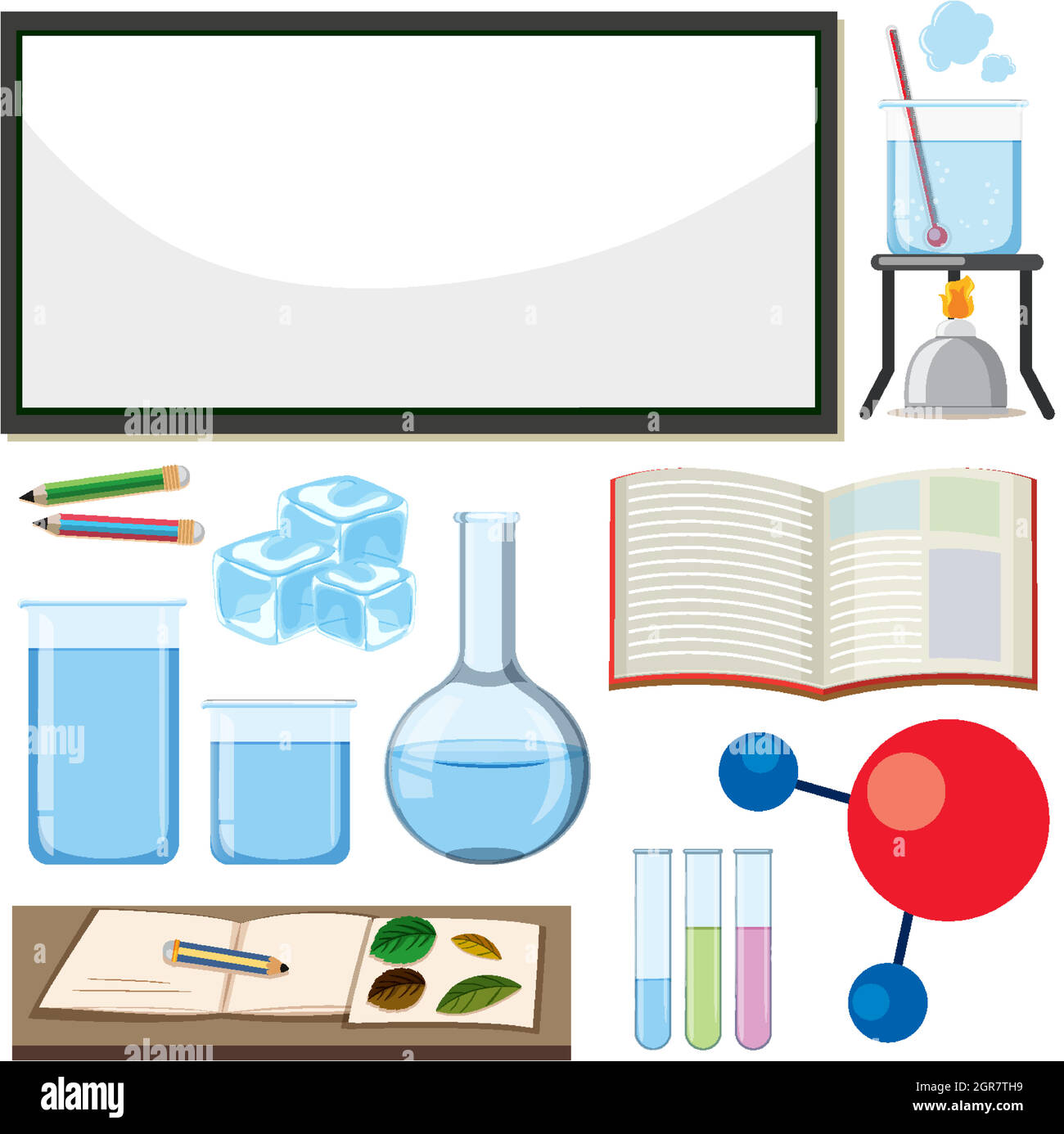 Large set of science equipment on white background Stock Vector Image ...