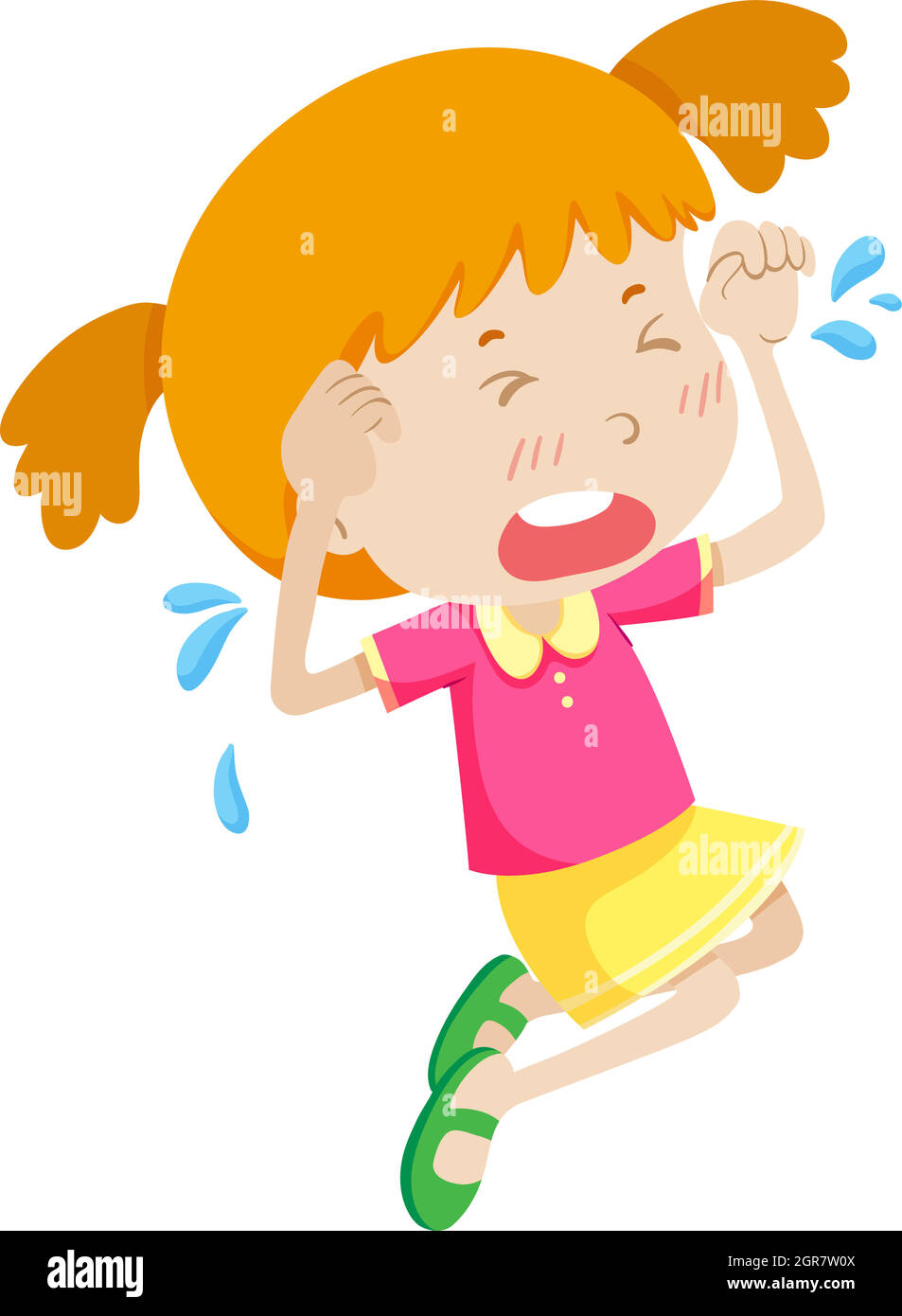 Little girl in pink crying Stock Vector Image & Art - Alamy