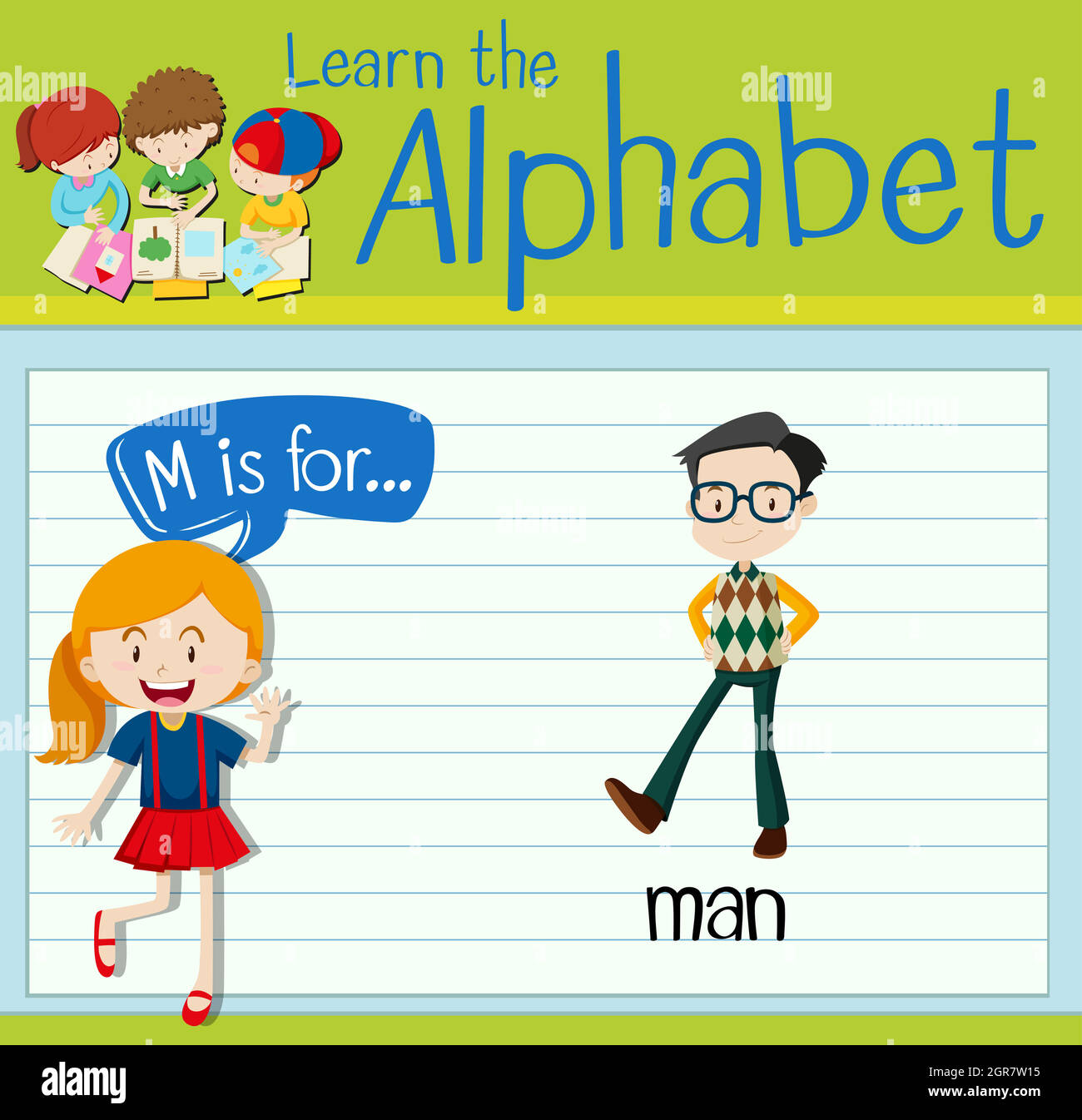 Flashcard letter M is for man Stock Vector Image & Art - Alamy