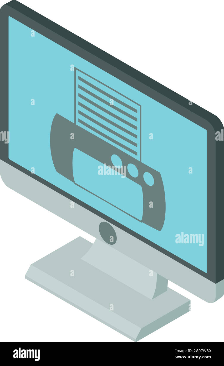 Print button on monitor icon, cartoon style Stock Vector Image & Art ...