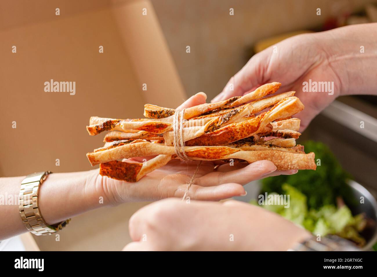 Man eating bread stick hi-res stock photography and images - Alamy