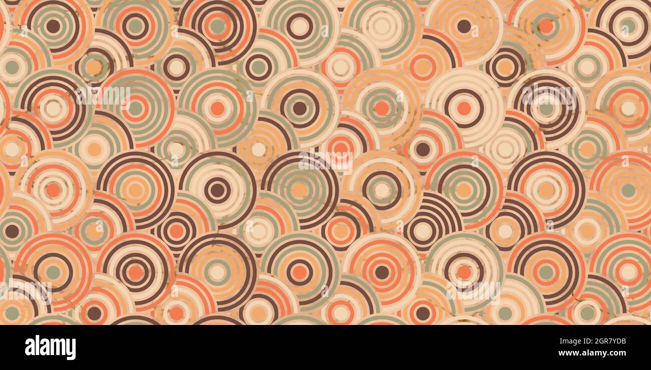 Abstract geometric pattern circle overlapping retro design. Orange ...