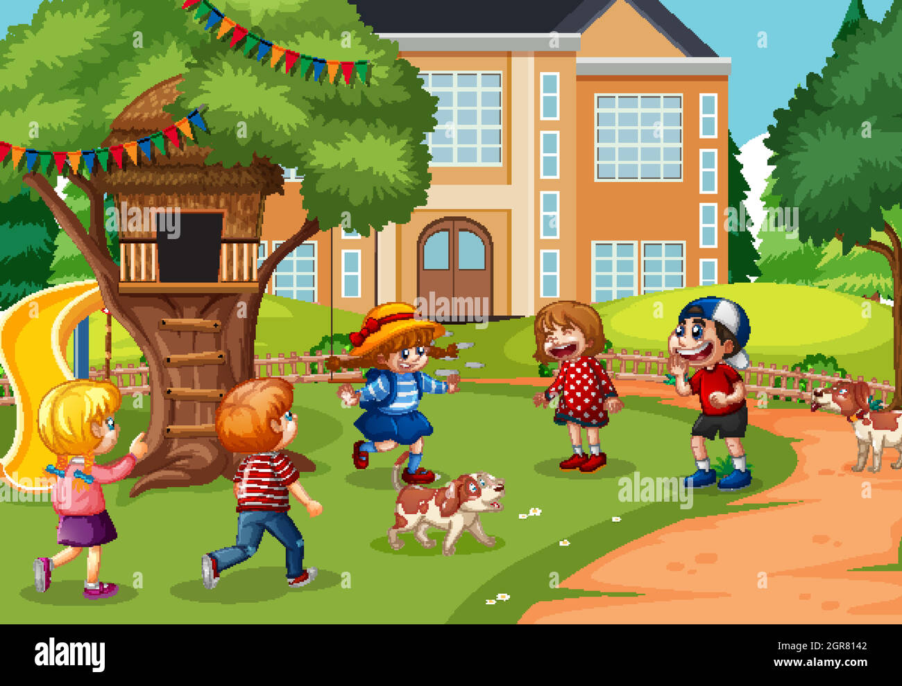 Children playing in the playground scene Stock Vector Image & Art - Alamy