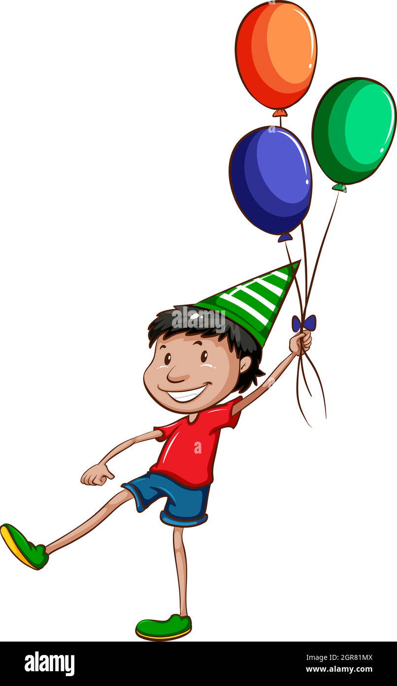 A simple drawing of a happy young boy with balloons Stock Vector Image ...