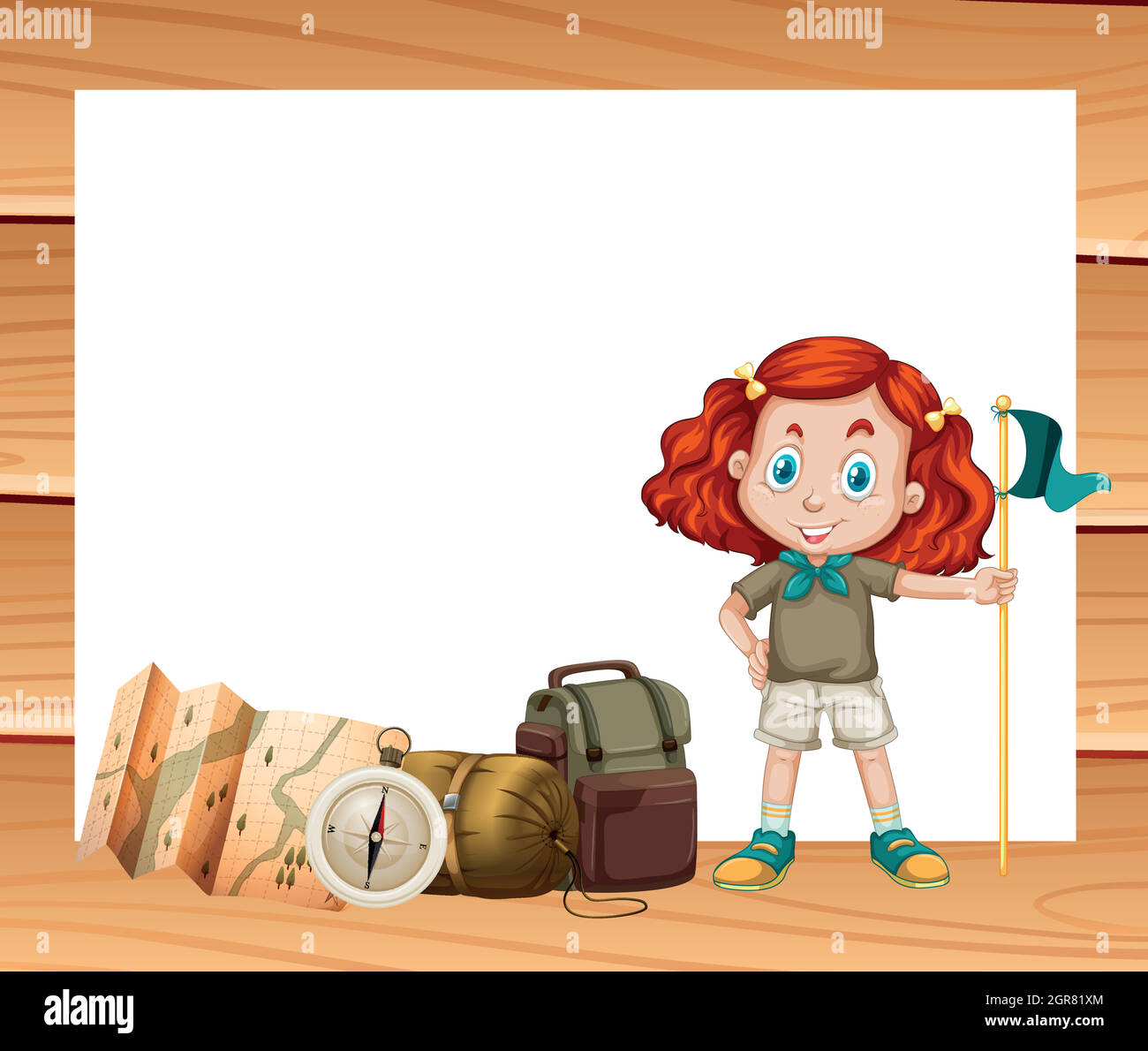 Border design with girl and camping gears Stock Vector Image & Art - Alamy