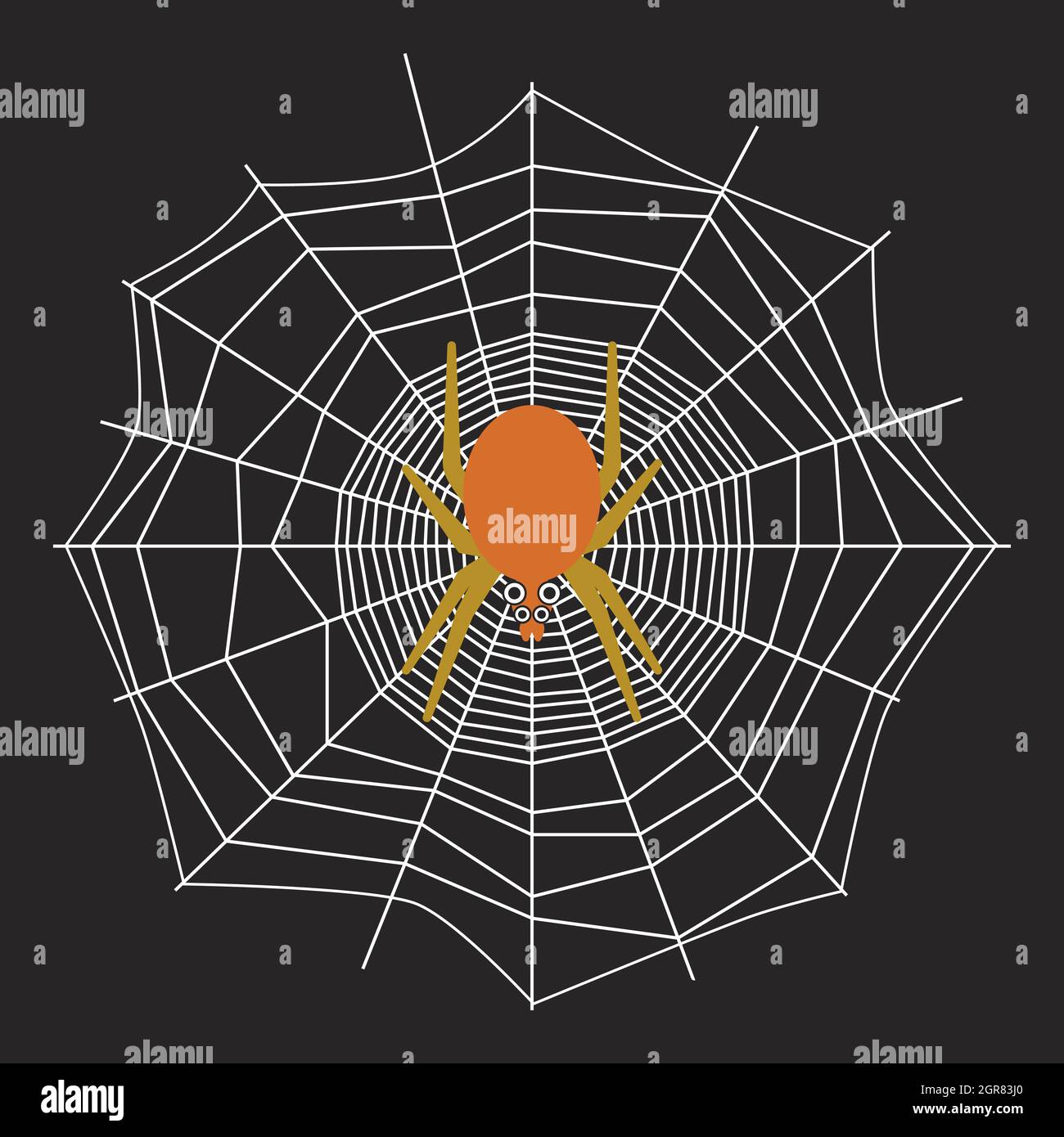 Poisonous spider crawls along web and waits for its prey. Scary ...
