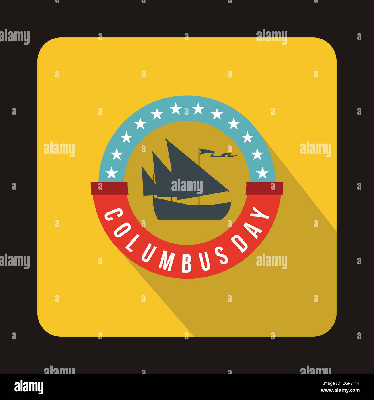 Columbus day badge icon, flat style Stock Vector Image & Art - Alamy
