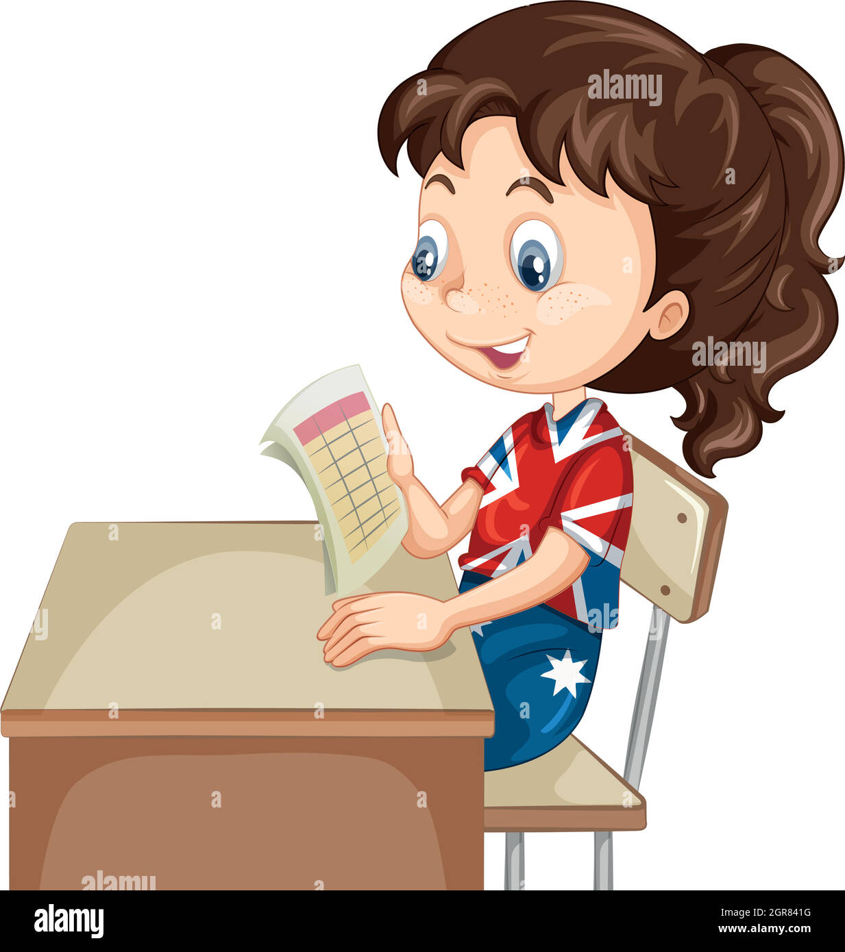 Child Reading At Desk Clipart