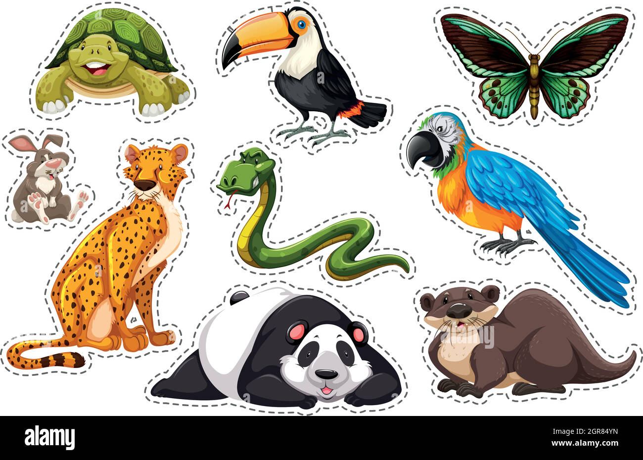 Sticker set of wild animals Stock Vector Image & Art - Alamy