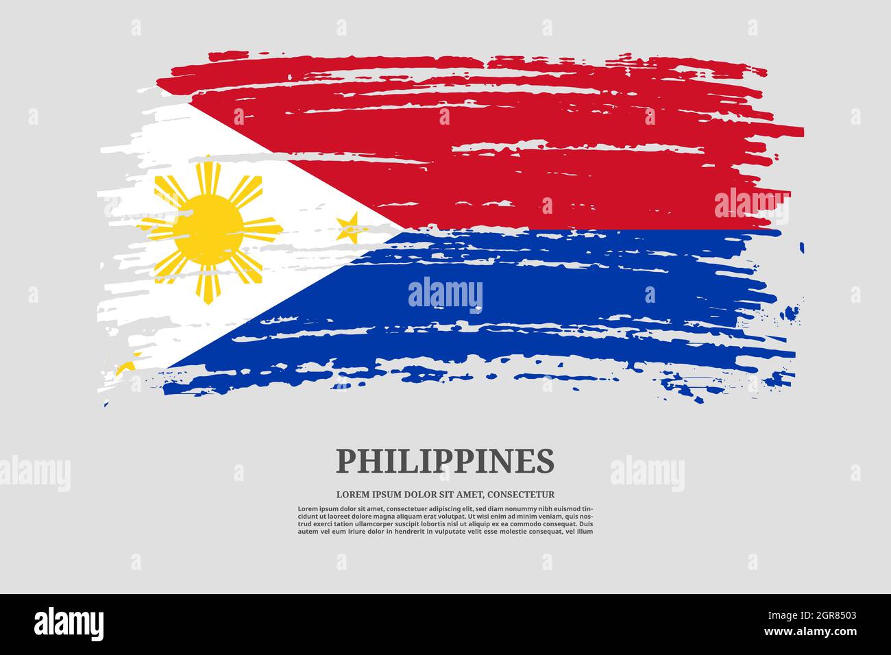 Philippines flag with brush stroke effect and information text poster ...