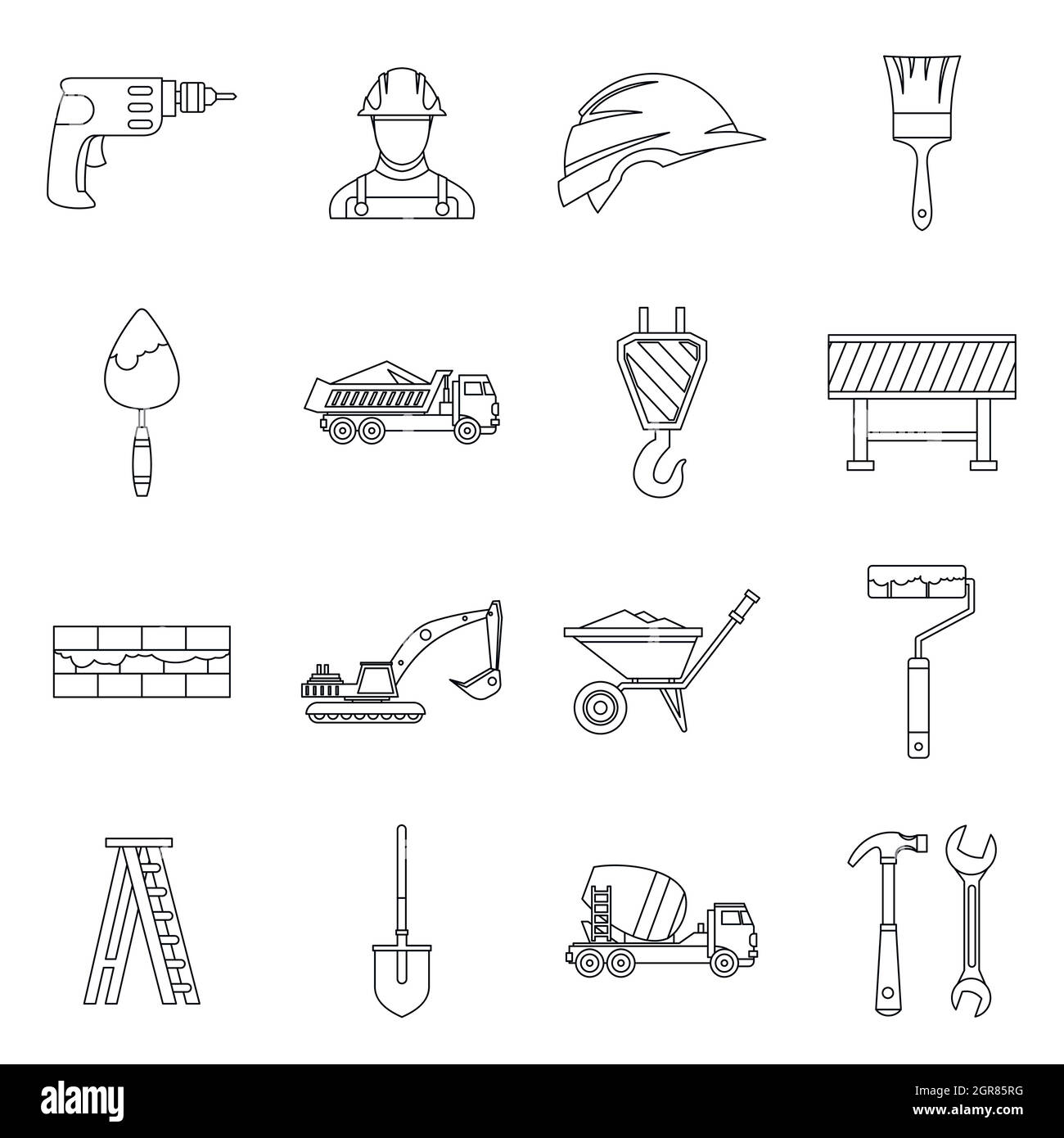 Construction icons set, outline style Stock Vector Image & Art - Alamy