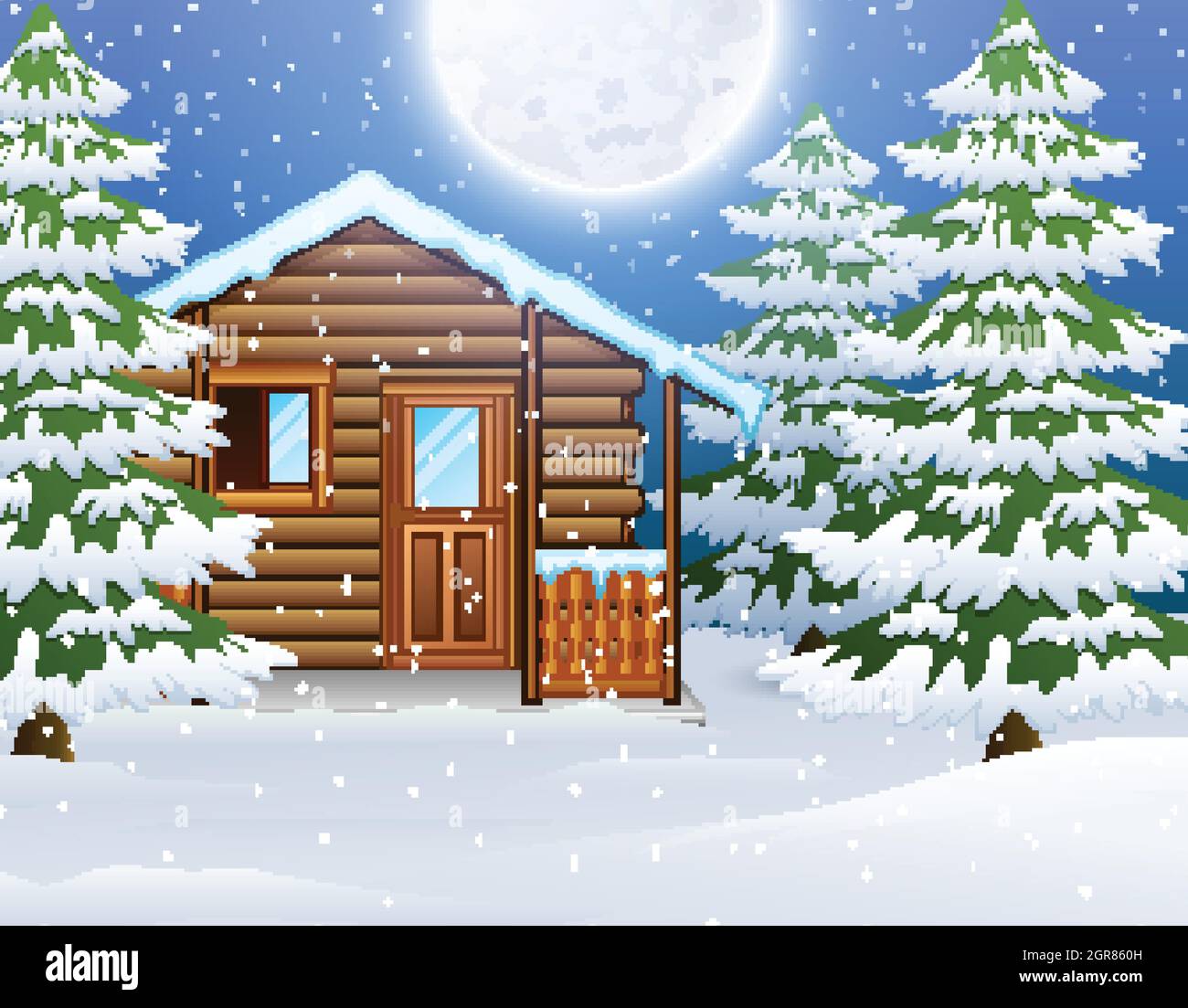 Conifer trees house Stock Vector Images - Alamy
