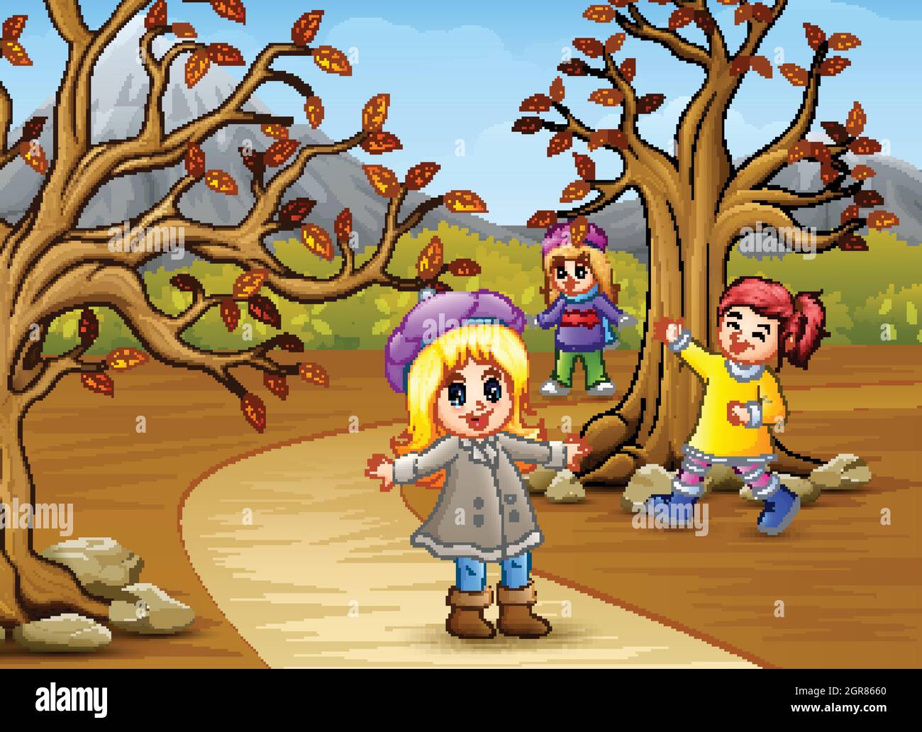 Public park in fall Stock Vector Images - Alamy