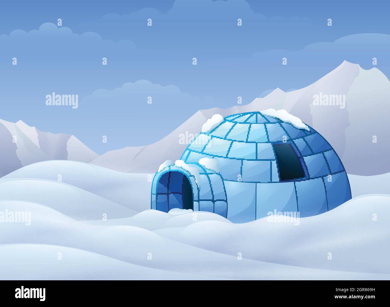 Cartoon of Igloo with mountains in winter illustration Stock Vector ...