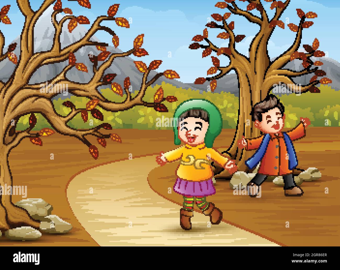 Public park in fall Stock Vector Images - Alamy