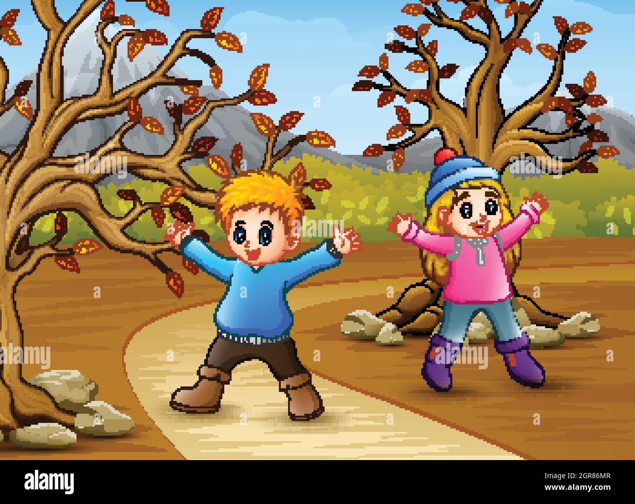 Public park in fall Stock Vector Images - Alamy