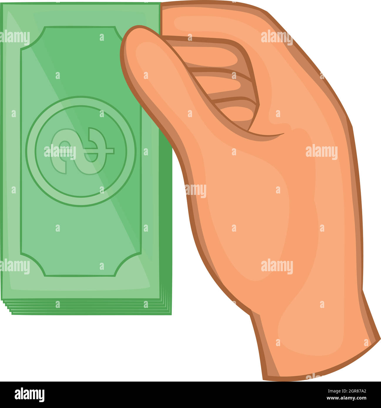 Hand holding dollar bills icon, cartoon style Stock Vector Image & Art ...