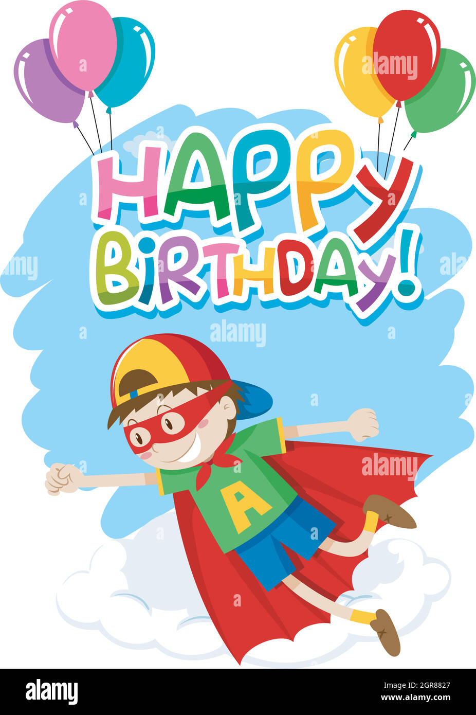 Happy birthday card with hero boy Stock Vector Image & Art - Alamy