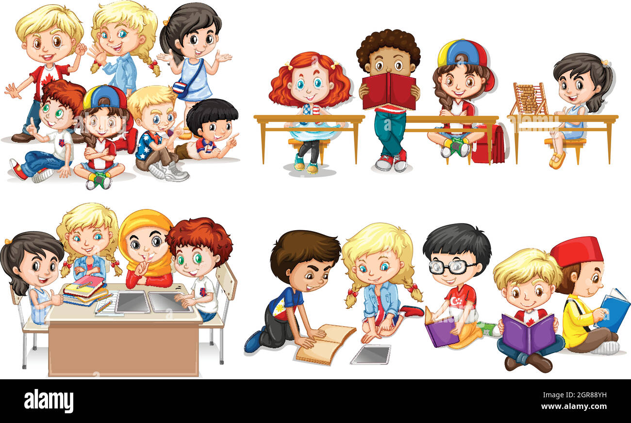 Happy Children In School Clipart