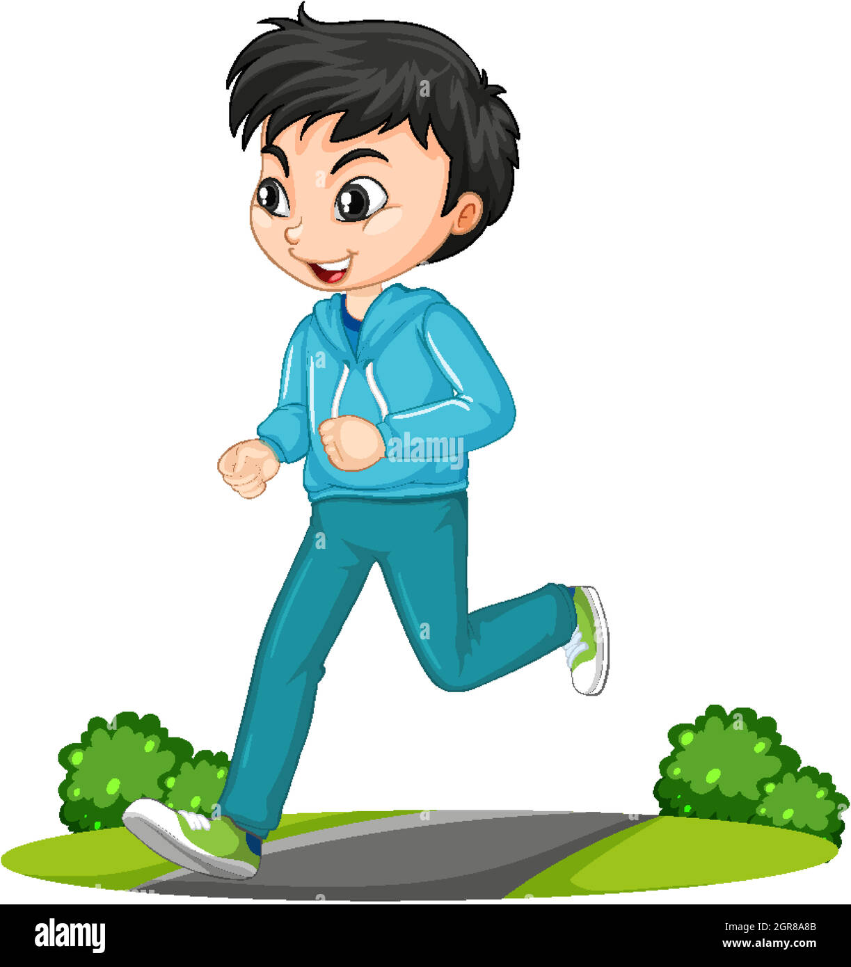 Boy doing running exercise cartoon character isolated Stock Vector ...
