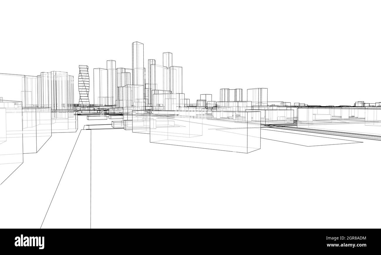 Vector lines buildings and city roads, town design Stock Vector Image ...