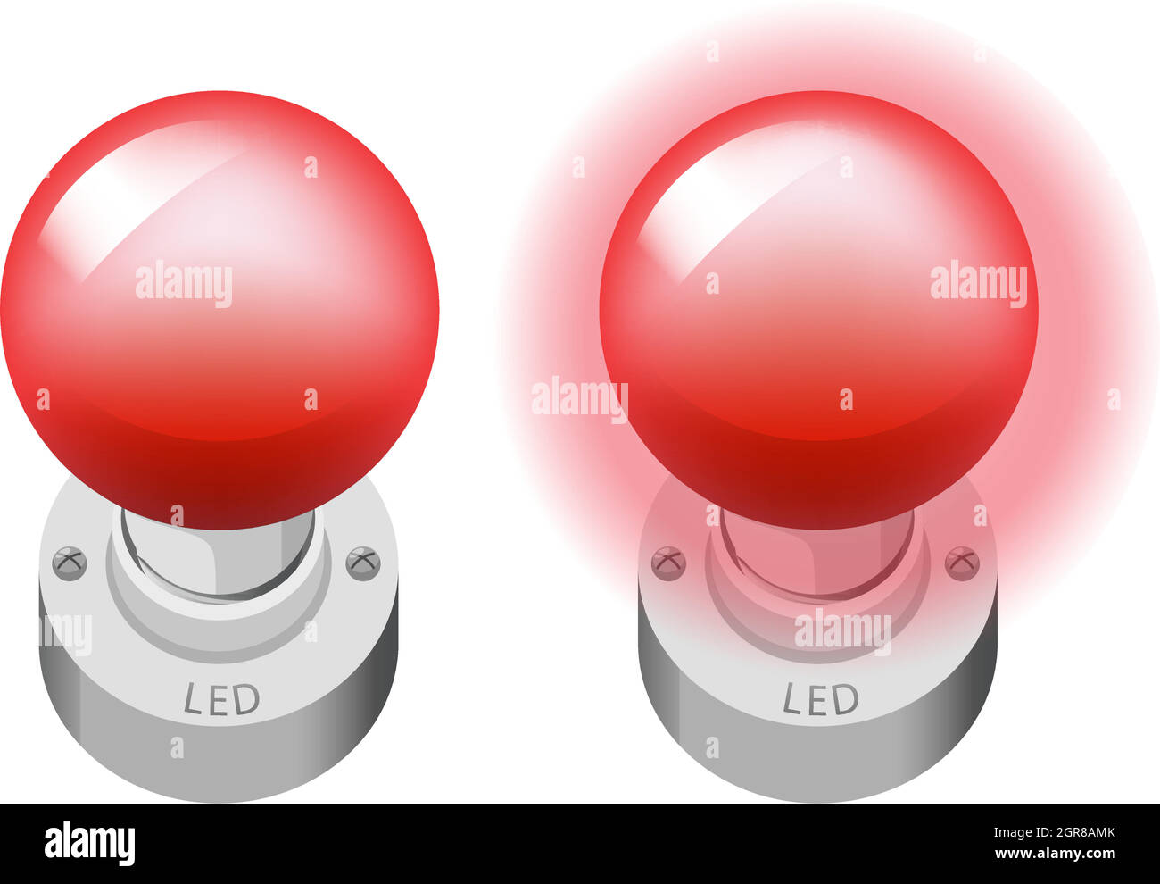 Two Led Objects Cartoon Style Isolated On White Background Stock Vector