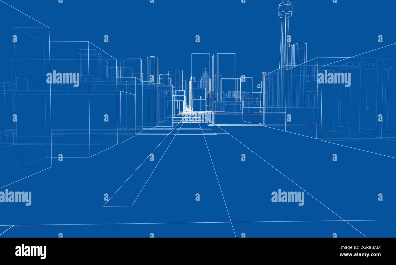 Vector 3d urban landscape. Buildings and roads Stock Vector Image & Art ...